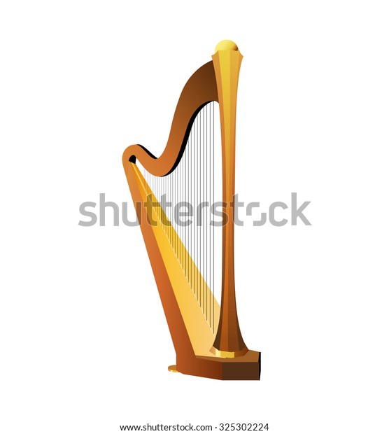 Celtic Harp Isolated On White Background Stock Vector (Royalty Free ...