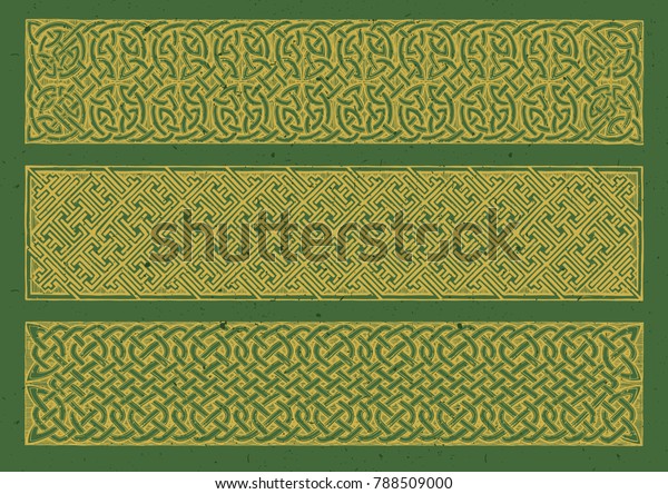 Celtic Knots Medieval Border Set Vintage: vector de stock (libre de ...