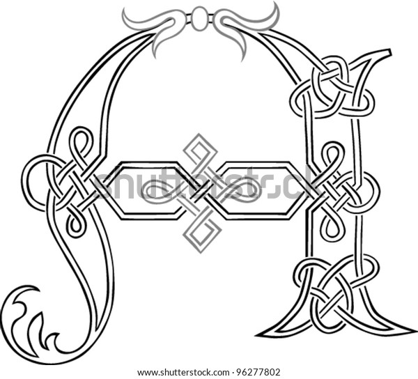 Celtic Knotwork Capital Letter Stylized Outlinevector Stock Vector ...