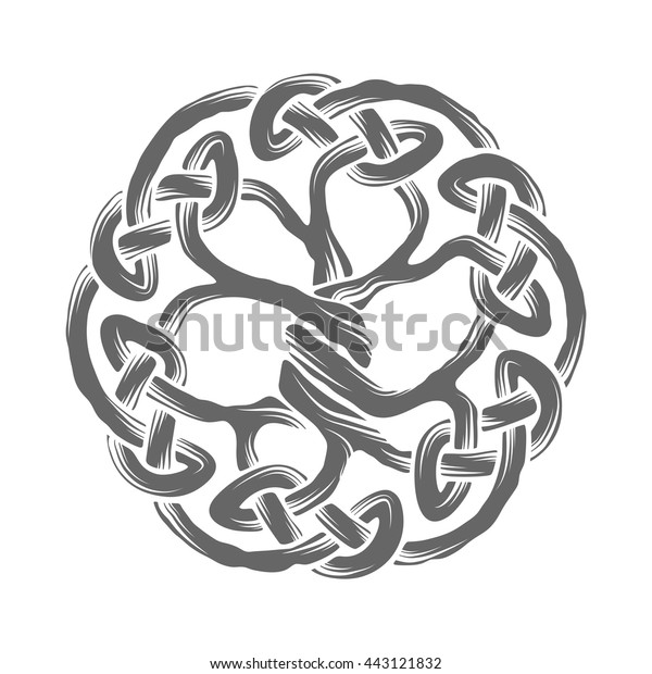 Celtic Tree Life Emblem Isolated On Stock Vector (Royalty Free ...