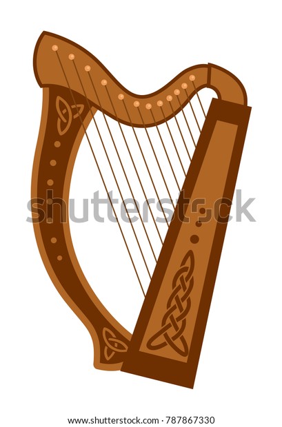 Celtic Triangular Harp Folk Musical Instrument Stock Vector (Royalty ...