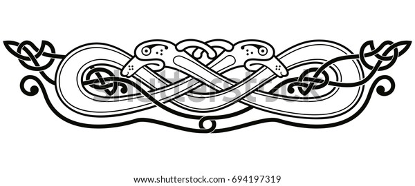 Celtic Zoomorphic National Figure Isolated Ornament Stock Vector ...