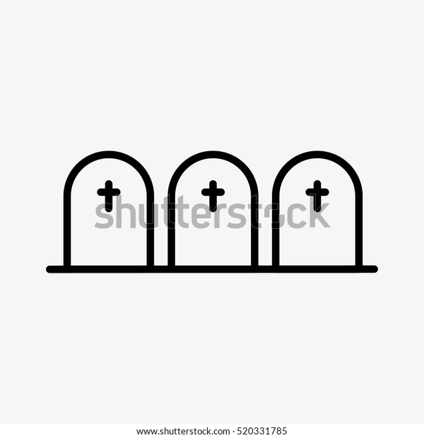 Cemetery Gravestone Minimalistic Flat Line Outline Stock Vector ...