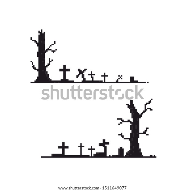Cemetery Pixel Art Background Element Design Stock Vector (Royalty Free ...