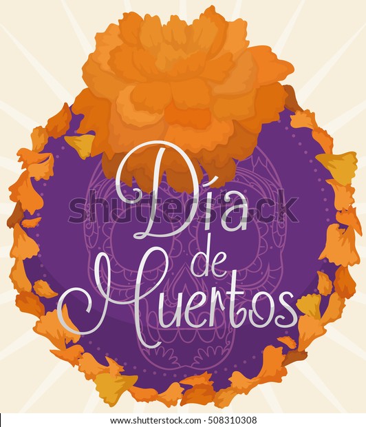 Cempasuchil Marigold Flower Petals Around Floral Stock Vector (Royalty ...
