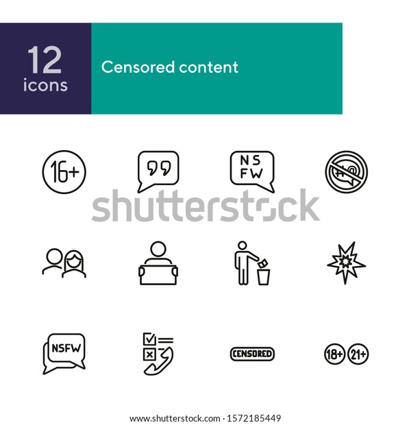 Censored Content Line Icon Set Stamp Stock Vector (Royalty Free ...