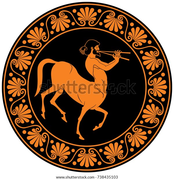 Centaur, half horse half human mythological creature, plays music on an ...
