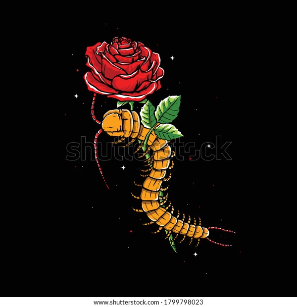Centipede Flower Space Illustration Perfect Tshirt Stock Vector ...