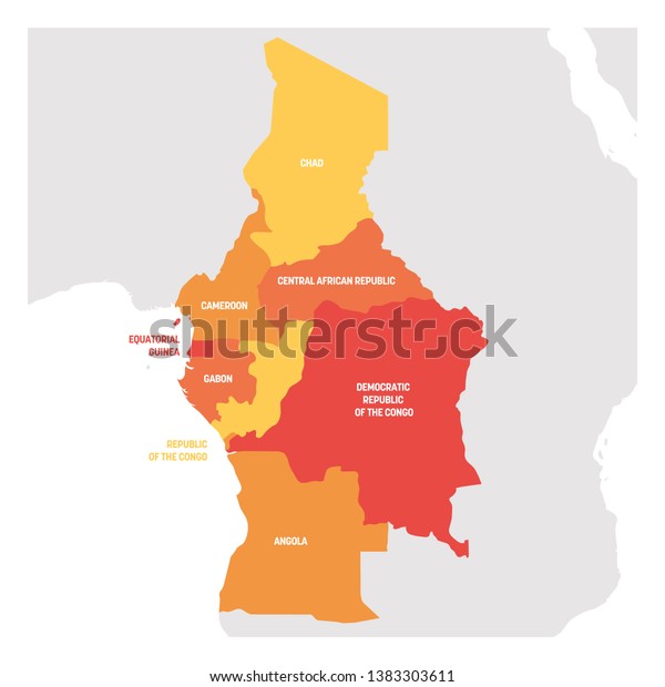 Central Africa Region Map Countries Central Stock Vector (Royalty Free ...