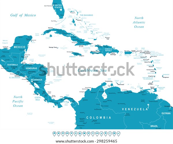 Central America Map Highly Detailed Vector Stock Vector (Royalty Free ...