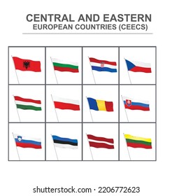 Central Eastern European Countries Flags Vector Stock Vector (Royalty ...