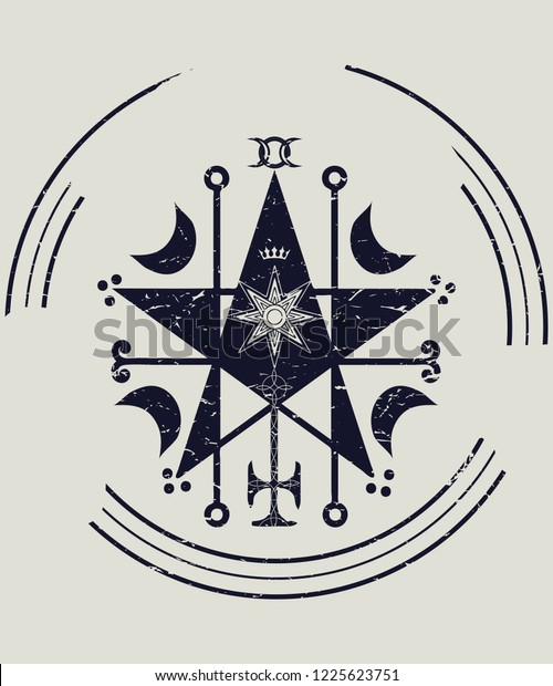 Ceremonial Magic Sigil Satanic Pentagram Vector Stock Vector (Royalty ...