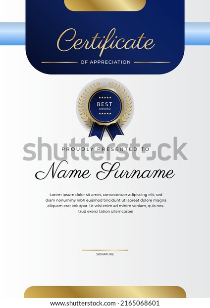 Certificate Achievement Appreciation Border Template Gold: เวกเตอร์ ...