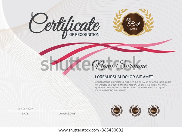 Certificate Achievement Frame Design Template Stock Vector (Royalty ...
