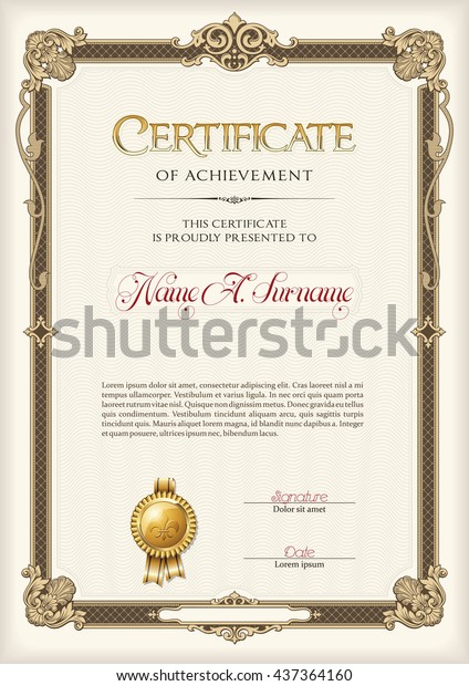 Certificate Achievement Vintage Frame Stock Vector (Royalty Free) 437364160
