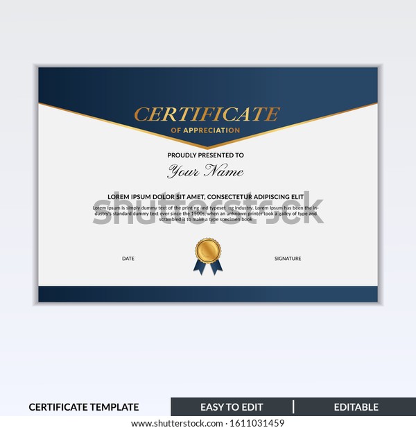 Certificate Appreciation Award Template Design Vector Stock Vector ...