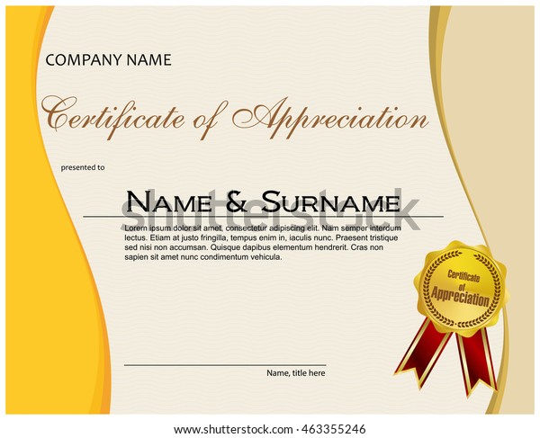 Certificate Appreciation Medal Ribbon Stock Vector (Royalty Free ...