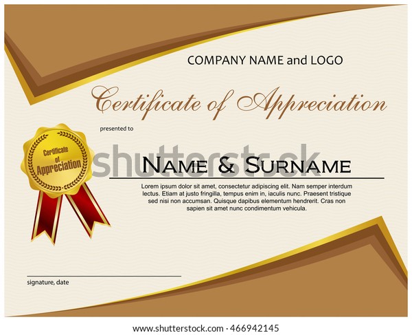 Certificate Appreciation Medal Ribbon Stock Vector (Royalty Free ...