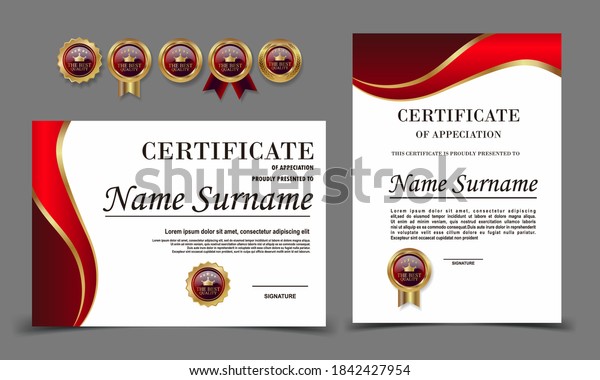 Certificate Appreciation Template Red Black Color Stock Vector (Royalty ...