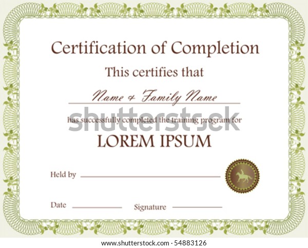 Certificate Completion Template Vector Format 库存矢量图（免版税）54883126