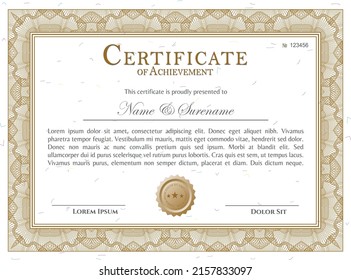 Certificate Design Acknowledgement Dedicated Stock Vector (Royalty Free ...