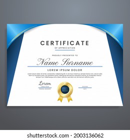 Certificate Design Template Blue Color Multipurpose Stock Vector ...