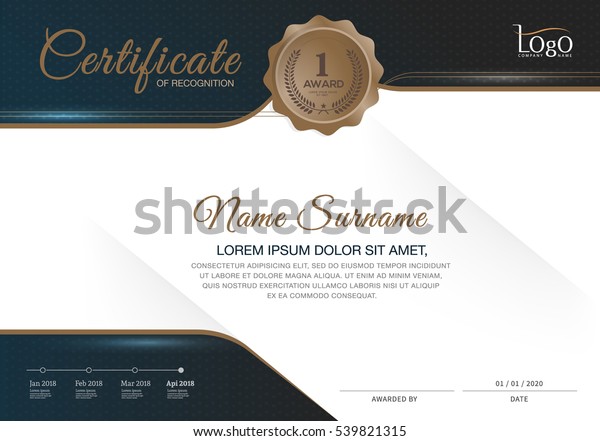 Certificate Design Template Layout Template A4 Stock Vector (Royalty ...