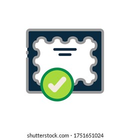 Certificate Diploma Check Mark Filled Outline Stock Vector (Royalty ...