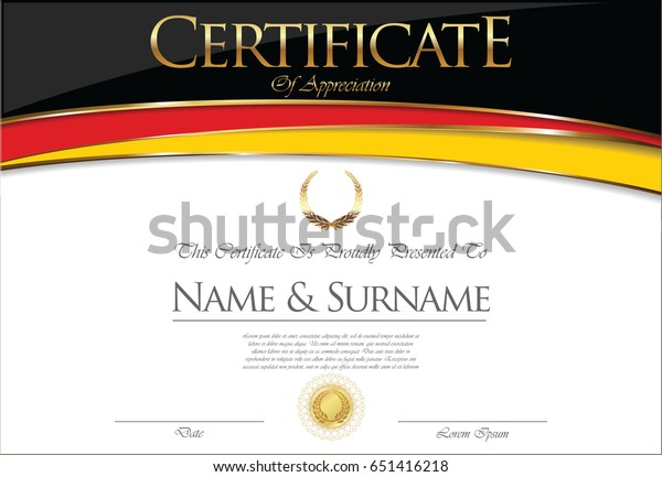 Certificate Diploma Germany Flag Design Stock Vector (Royalty Free ...