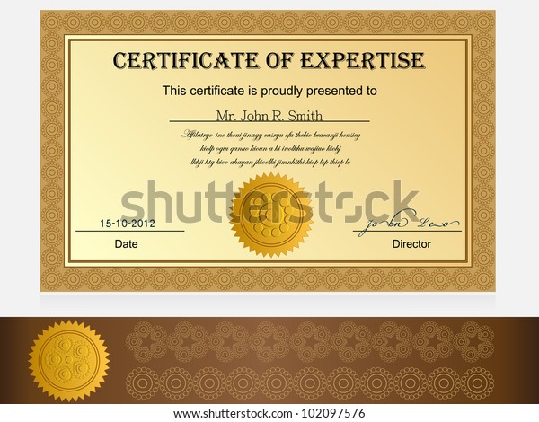 Certificate Expertise Stock Vector (Royalty Free) 102097576