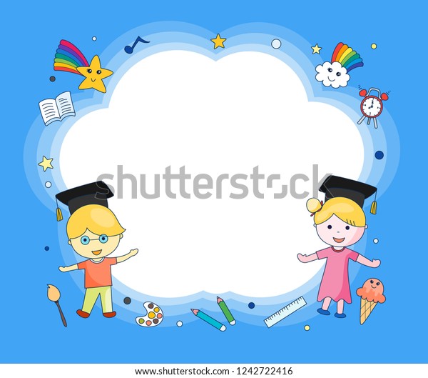 Certificate Frame Kids Congratulation Background Kids Stock Vector ...