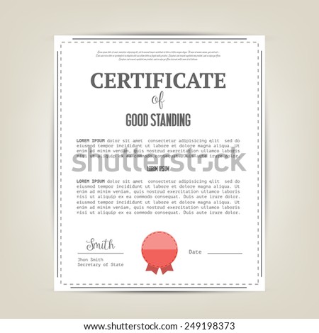 Certificate Good Standing Template Stock Vector (Royalty Free ...