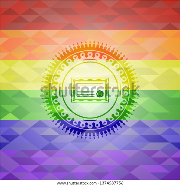 Certificate Icon Inside Lgbt Colors Emblem Stock Vector (Royalty Free ...