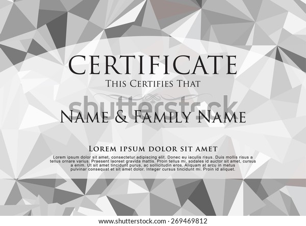 Certificate Low Poly Style Graphic Design Stock Vector (Royalty Free) 269469812