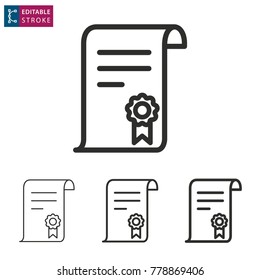 Certificate Outline Icon On White Background Stock Vector (Royalty Free ...