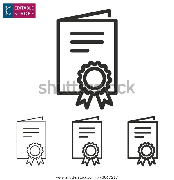 Certificate Outline Icon On White Background Stock Vector (Royalty Free ...