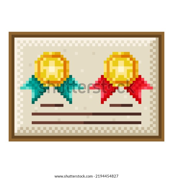 Certificate Pixel Art Vector Illustration: เวกเตอร์สต็อก (ปลอดค่า ...