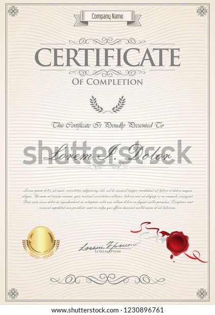 Certificate Retro Design Template Stock Vector (Royalty Free) 1230896761