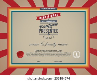 Certificate Retro Template Stock Vector (Royalty Free) 258184574 ...