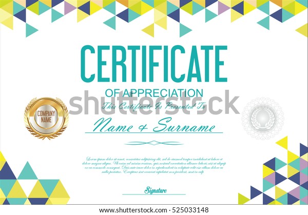 Certificate Template Abstract Geometric Design Background Stock Vector ...