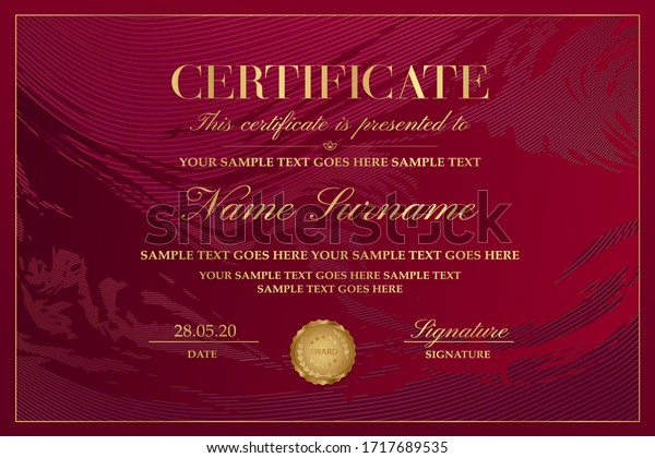 Certificate Template Abstract Maroon Liquid Background Stock Vector ...