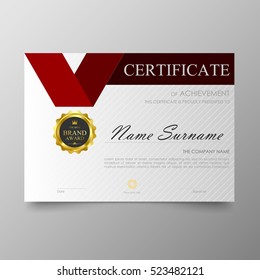Red Certificate Template Diploma Background Vector Stock Vector ...