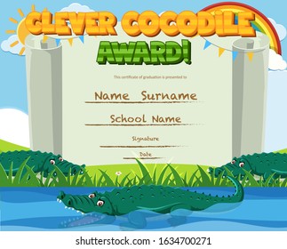 Certificate Template Fantastic Award Frogs Background Stock Vector ...