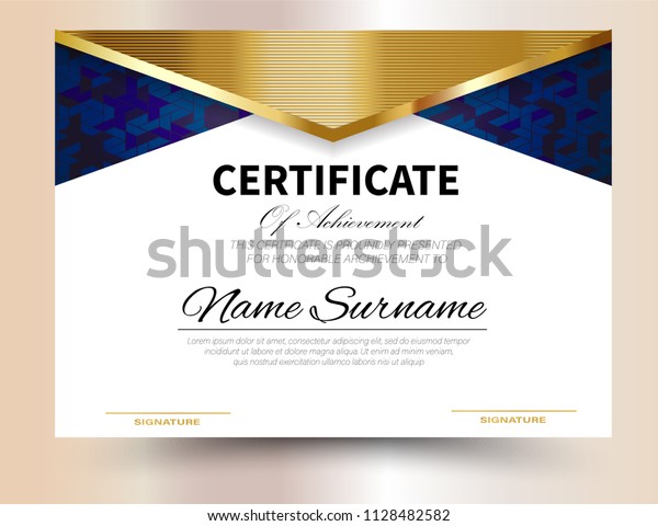 Certificate Template Design A4 Size Stok Vektör (Telifsiz) 1128482582 ...