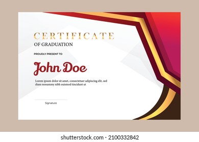 Certificate Template Design Graduation Simple Premium Stock Vector ...