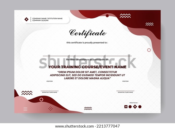 Certificate Template Design Red Wavy Style Stock Vector (Royalty Free ...