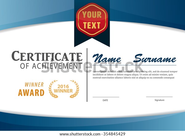 Certificate Template Diploma Layout A4 Size Stock Vector (Royalty Free ...