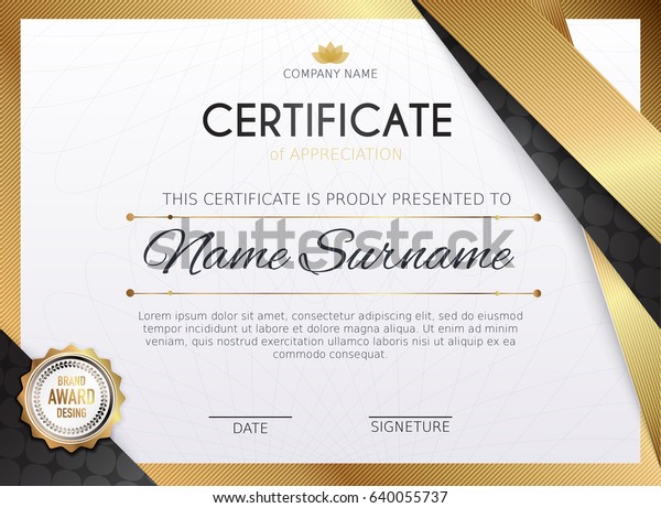 Certificate Template Golden Decoration Element Design Stock Vector ...