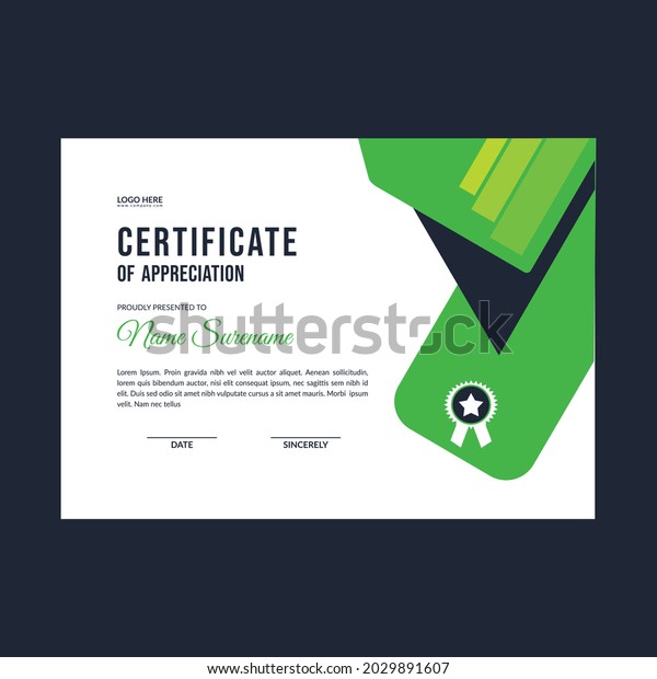 Certificate Template Green Diploma Background Vector Stock Vector ...