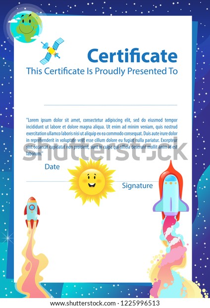 Certificate Template Kids Space Theme Spaceship Stock Vector (Royalty ...